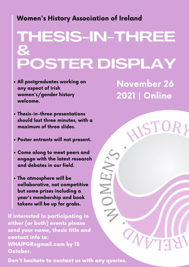 Thesis-in-Three and Poster Display 2021 | Women's History Association ...